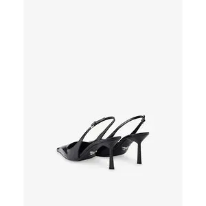 Prada Brushed Leather Slingback Heeled Courts