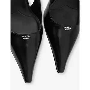 Prada Brushed Leather Slingback Heeled Courts