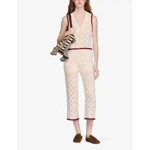 Sandro Cropped Crochet Knitted Trousers - Ecru