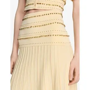 Sandro Beaded High-rise Knitted Maxi Skirt