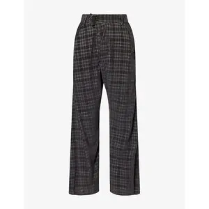 VIVIENNE WESTWOOD Drunken Straight-leg Checked Corduroy-cotton Trousers - Graphite