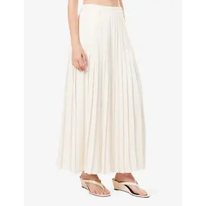 ME+EM Pleated Slit Woven Maxi Skirt