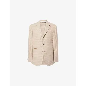 Dunhill Houndstooth Single-breasted Wool Jacket - Camel