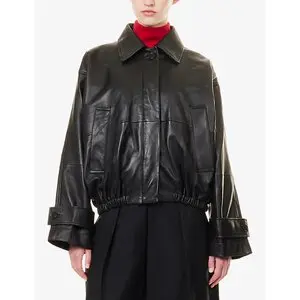 ROHE FRAMES Cropped Leather Bomber Jacket