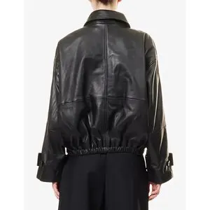 ROHE FRAMES Cropped Leather Bomber Jacket