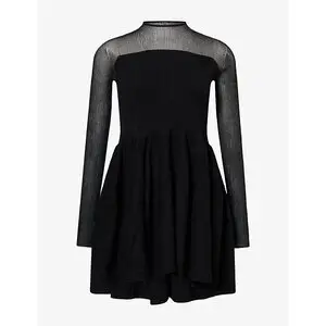 CFCL Pottery Velvet Bell-sleeve Knitted Mini Dress