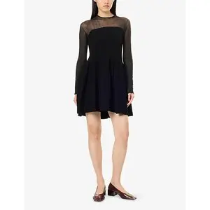 CFCL Pottery Velvet Bell-sleeve Knitted Mini Dress