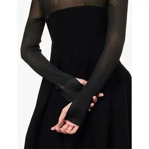 CFCL Pottery Velvet Bell-sleeve Knitted Mini Dress