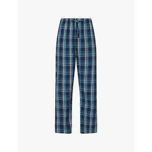 Derek Rose Barker Check Cotton Lounge Trousers - Navy