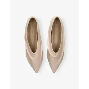 Khaite Miriam Ballerina Flats In Glazed Leather - Bone