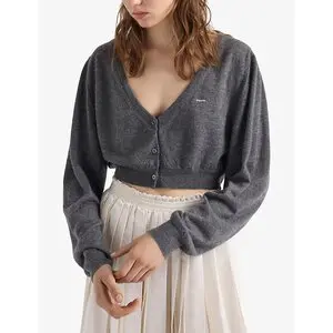 Prada Cropped Cashmere V-neck Cardigan