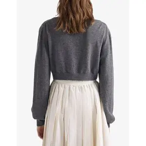 Prada Cropped Cashmere V-neck Cardigan