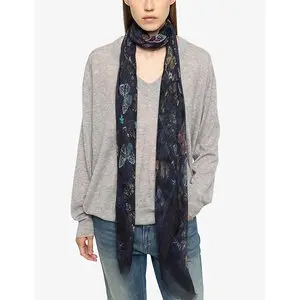 Zadig&Voltaire Kerry Butterfly-print Woven Scarf