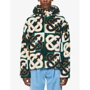 Casablanca Monogram-print Hooded Wool-blend Fleece Jacket - Green