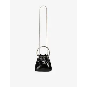 JIMMY CHOO Bon Bon Shiny Biker Leather Bucket Bag