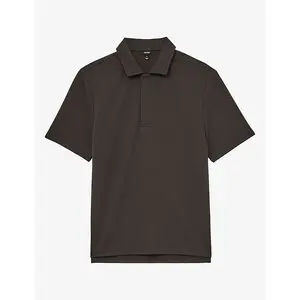 REISS Reed Micro-waffle Short-sleeve Stretch-jersey Polo - Brown