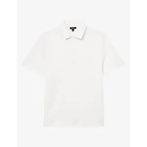 REISS Reed Micro-waffle Short-sleeve Stretch-jersey Polo - White