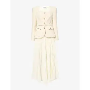 SELF-PORTRAIT Boucle Midi Dress - Cream