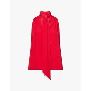 ME+EM V-neck Neck-tie Silk Camisole Top - Ruby Red