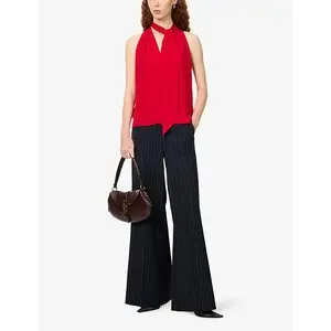 ME+EM V-neck Silk Camisole Top With Neck Tie