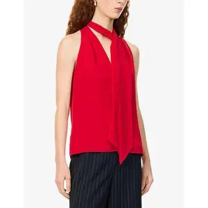 ME+EM V-neck Silk Camisole Top With Neck Tie