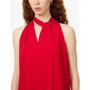 ME+EM V-neck Silk Camisole Top With Neck Tie