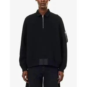 Sacai Patch-pocket 1/4 Zip Cotton-blend Sweatshirt