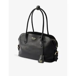 Prada Medium Leather Tote Bag - Black