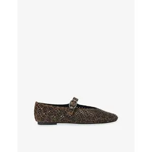 Kurt Geiger Mayfair Embellished Leopard Print Suede Ballet Flats