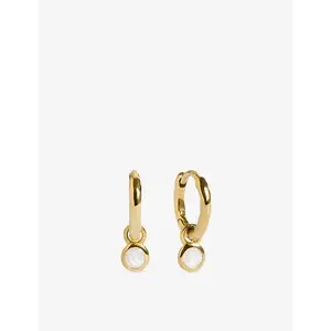 Monica Vinader Huggie Earrings With Moonstone Pendant - Gold