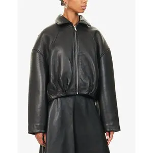 ROTATE BY BIRGER CHRISTENSEN Pleated Bonded Leather Jacket
