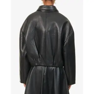 ROTATE BY BIRGER CHRISTENSEN Pleated Bonded Leather Jacket
