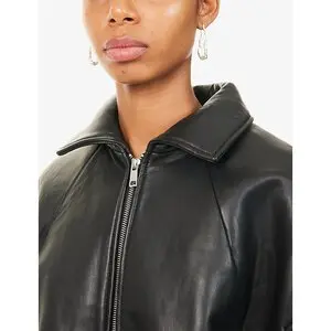 ROTATE BY BIRGER CHRISTENSEN Pleated Bonded Leather Jacket