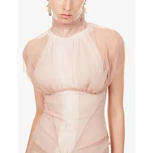 DILARA FINDIKOGLU Ruched Mesh Mini Dress