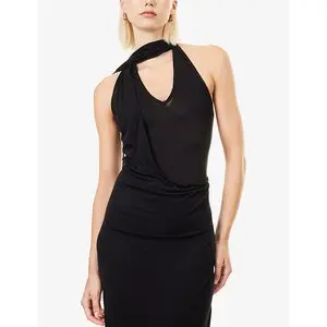 BELLE ANNA Duo Halterneck Wool-blend Midi Dress