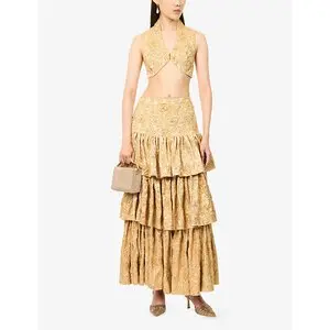 GRACE FAENA The Roses Beaded Silk Top