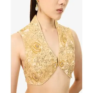 GRACE FAENA The Roses Beaded Silk Top