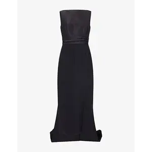 Carolina Herrera Column Bow-embellished Crepe Maxi Dress - Black