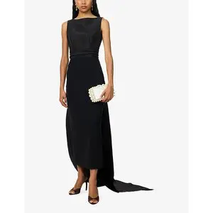 Carolina Herrera Column Bow-embellished Crepe Maxi Dress