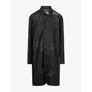 By Walid Embroidered Wool-and-silk Duster Coat - Dragon Dark