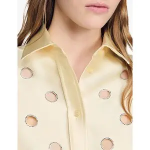Sandro Embellished Cut-out Woven Shirt