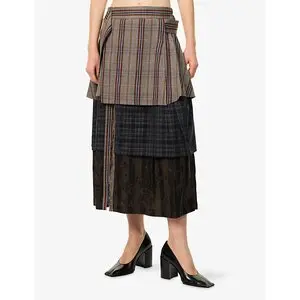 VIVIENNE WESTWOOD Meghan Layered Checked Kilt Woven Midi Skirt - Multi