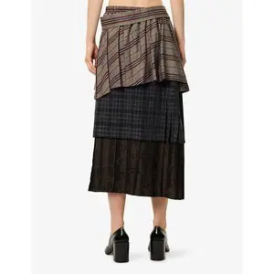 VIVIENNE WESTWOOD Meghan Layered Checked Kilt Woven Midi Skirt - Multi