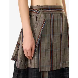 VIVIENNE WESTWOOD Meghan Layered Checked Kilt Woven Midi Skirt - Multi