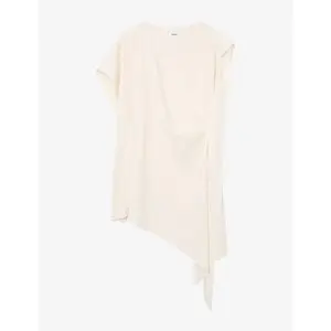 REISS Athena Draped Asymmetric Hem Woven Mini Dress - Ivory