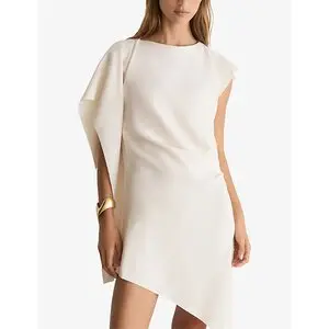 REISS Athena Draped Asymmetric Hem Woven Mini Dress