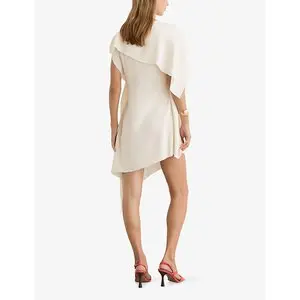 REISS Athena Draped Asymmetric Hem Woven Mini Dress