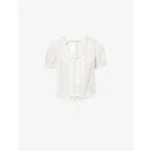 MOTHER The Love Letter Short-sleeve Cotton Top - White