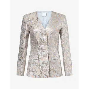 Huishan Zhang Brynn Floral-pattern Jacquard Jacket - Blue