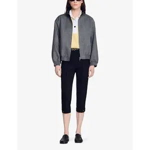 Sandro Relaxed-fit Wool Jacket With Leather Collar